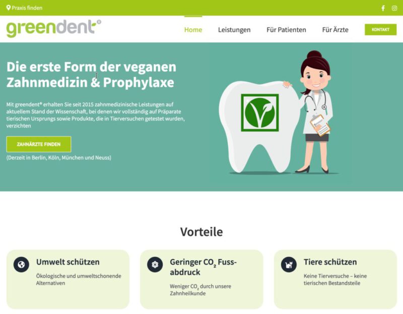 greendent - Website für die erste Form der veganen Zahnmedizin ...